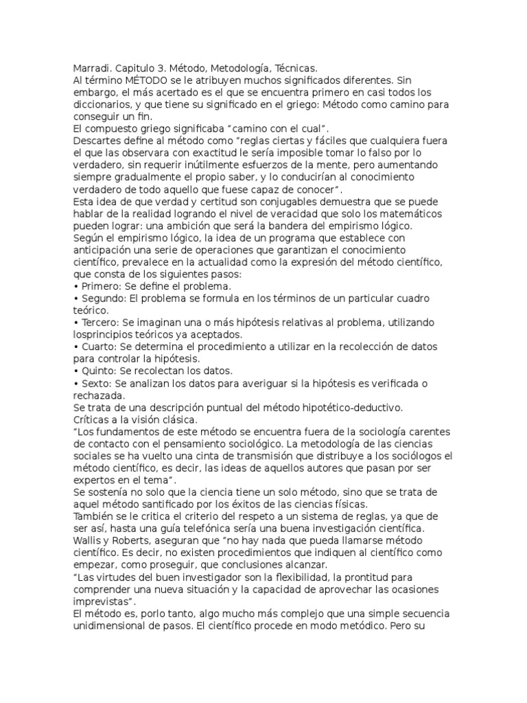 Metodo, Metodologia y Tecnicas Marradi | PDF | Método científico ... Metodo, Metodologia y Tecnicas Marradi | PDF | Método científico ...