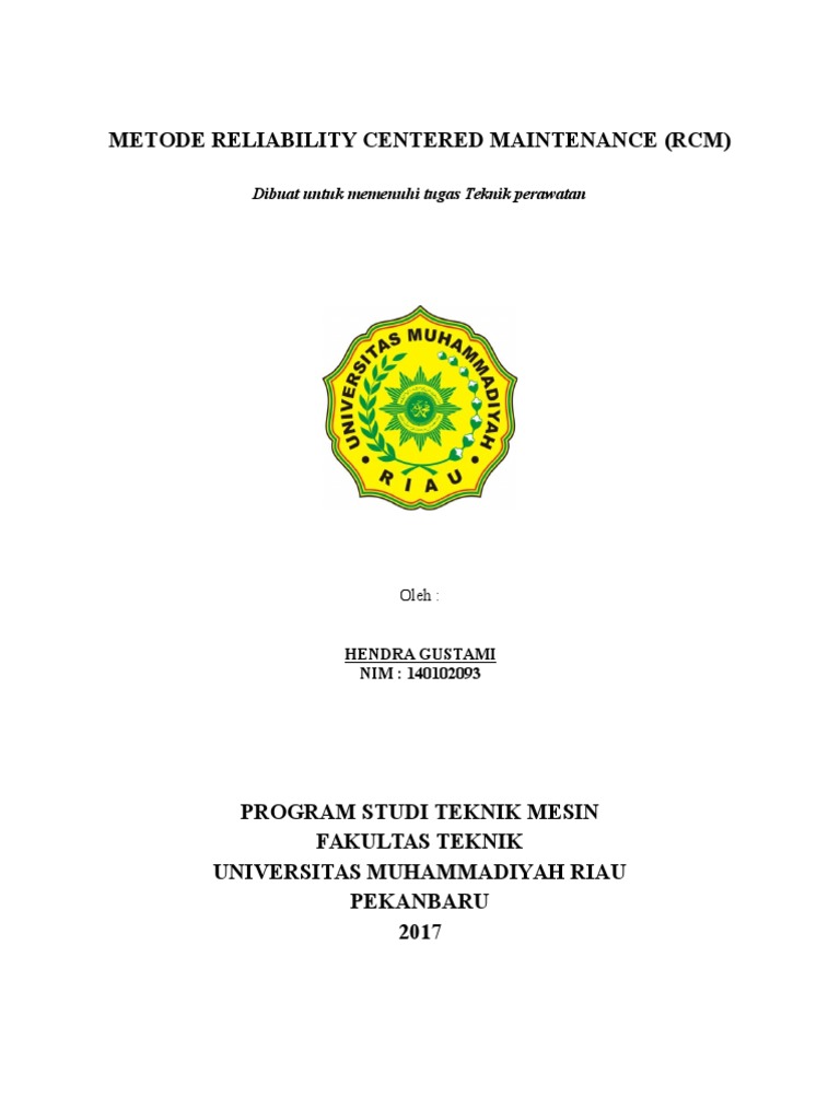 Teknik Perawatan Metode Reliability Centered Maintenance | PDF
