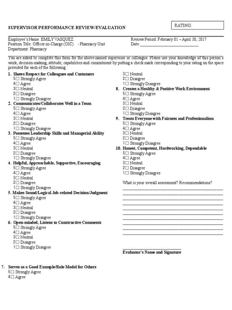 Supervisor Peer Review Form.doc | Action (Philosophy) | Applied Psychology