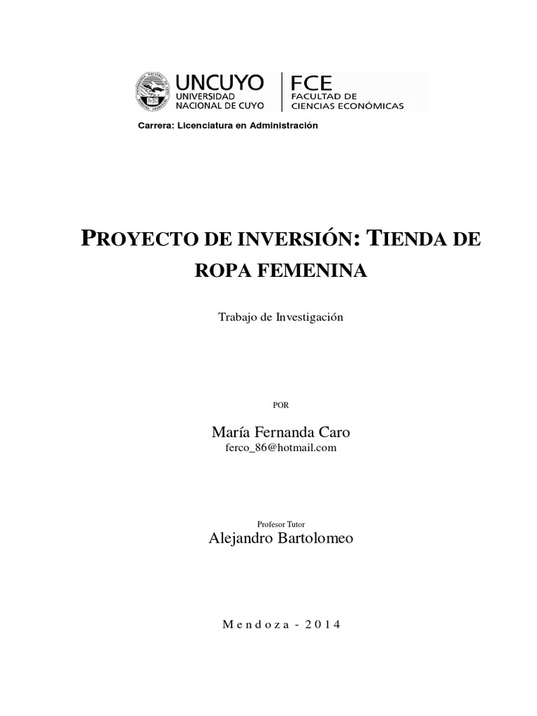 Proyecto de Tienda de Ropa | PDF | Mercado (economía) | Inflación