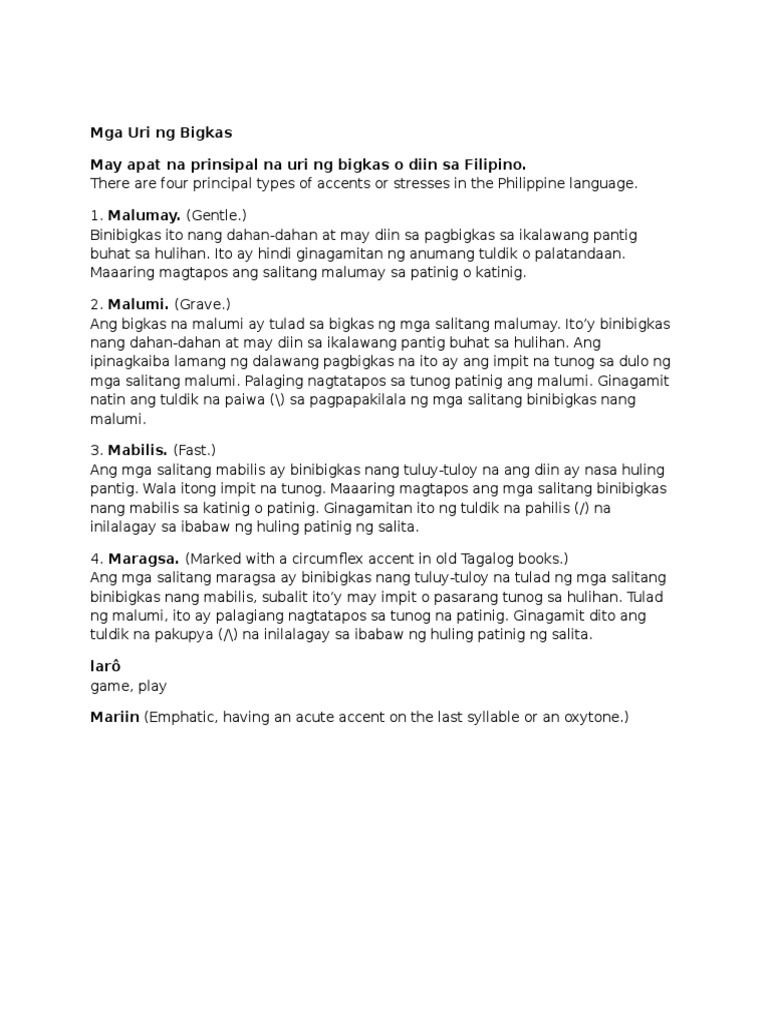 Mga Uri NG Bigkas | PDF