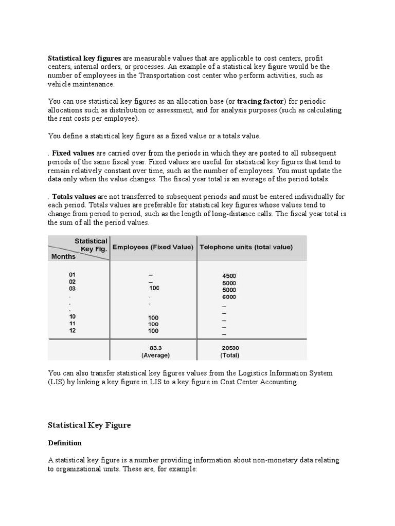 Statistical Key Figures Sap Download Free Pdf Profit Accounting Statistics