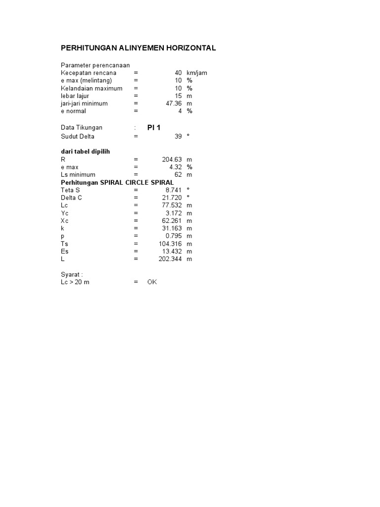 Lampiran B Alinyemen Horisontal | PDF