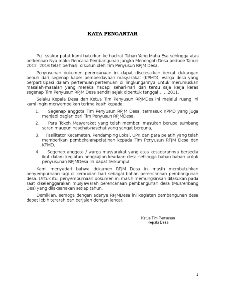 Contoh Rancangan RPJM Desa Rev | PDF | Ilmu Sosial | Seni