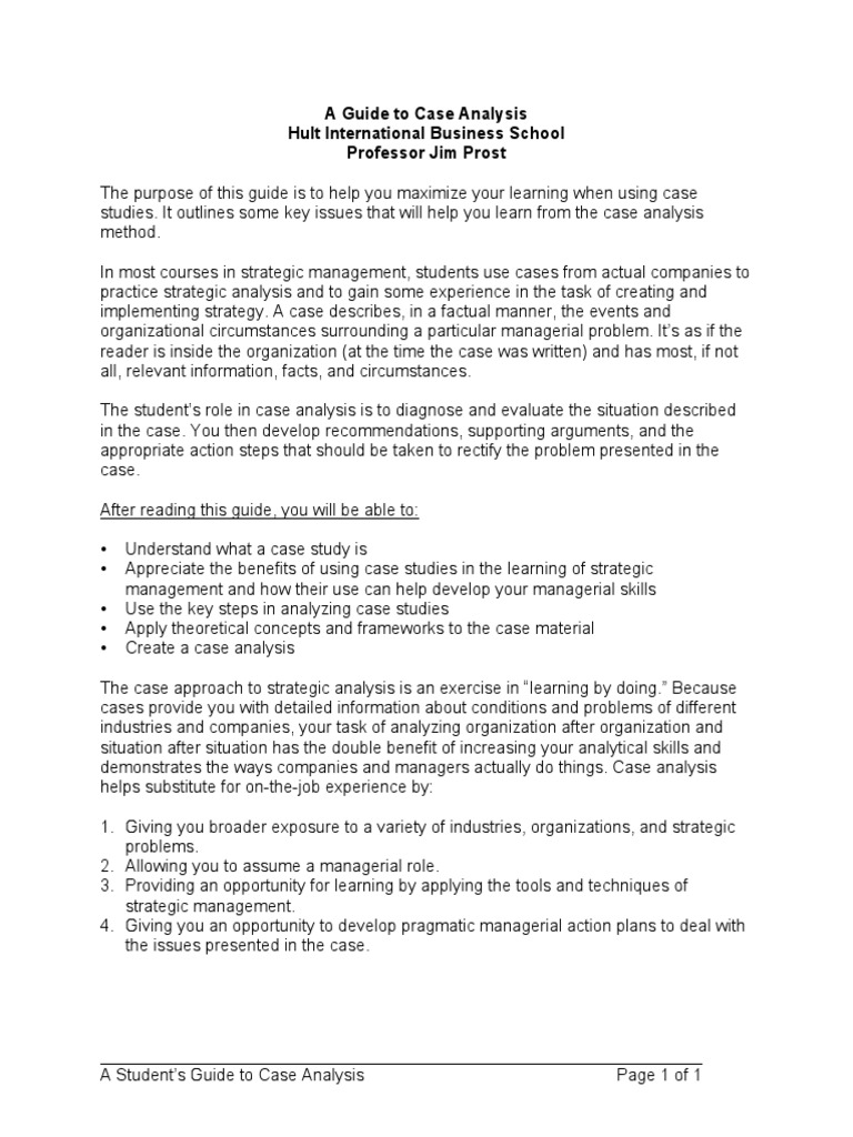 A Guide To Case Analysis PDF | PDF | Strategic Management ...