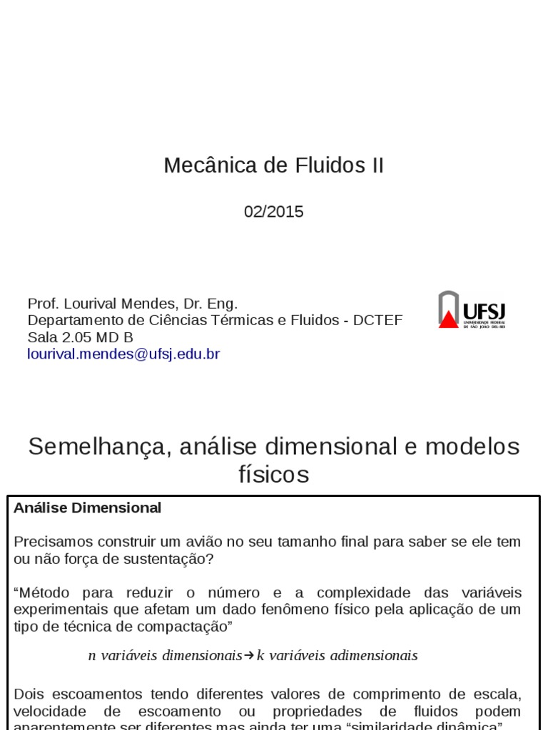 Análise Dimensional em Mecânica de Fluidos | PDF | Mecânica dos fluidos ...