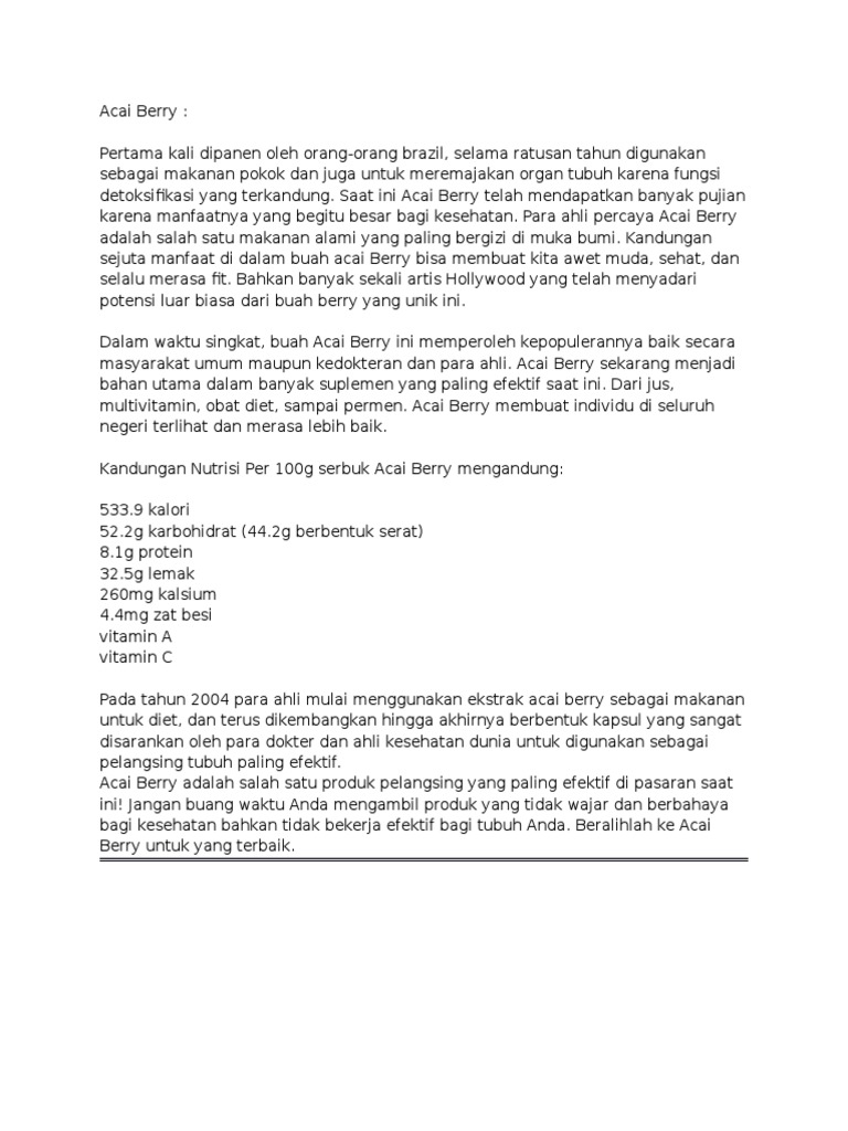 Manfaat Acai Berry untuk Kesehatan | PDF