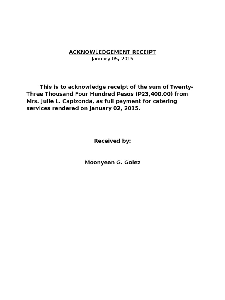 Acknowledgement Receipt | PDF