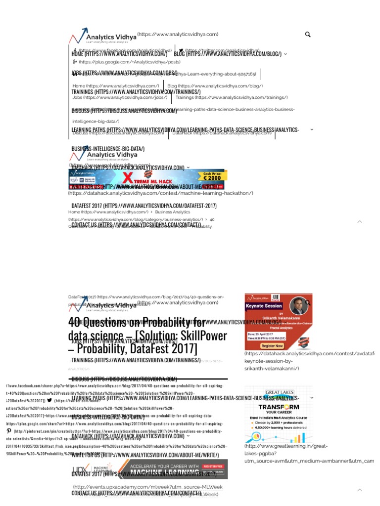 40 Questions On Probability For Data Science - (Solution - SkillPower ...