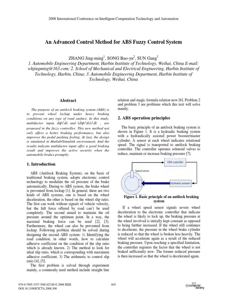 An Advanced Control Method For ABS Fuzzy Control System | PDF | Anti Lock Braking System | Brake