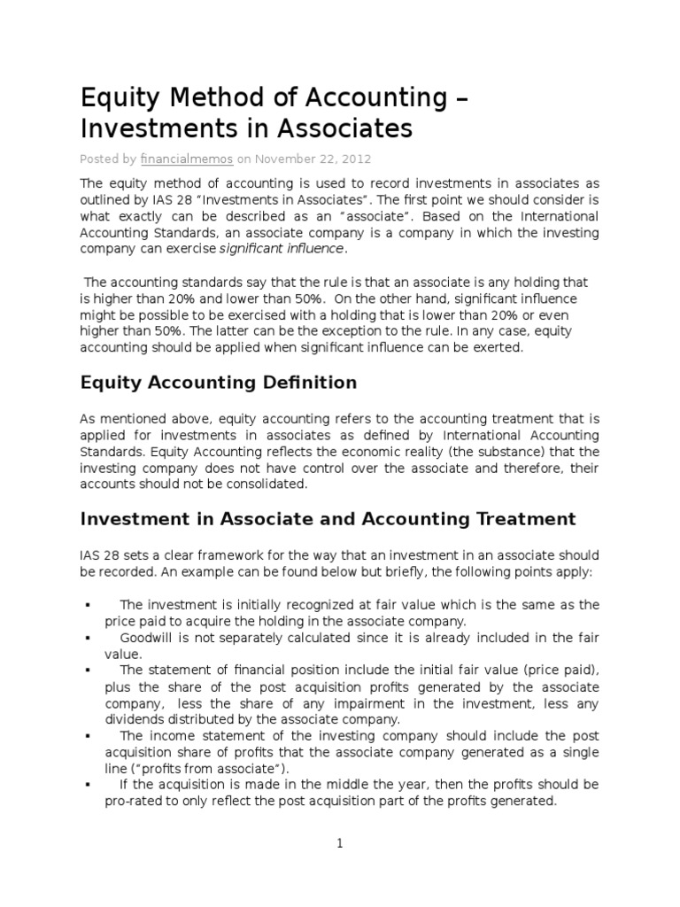 Equity Method of Accounting | Download Free PDF | Book Value | Investing