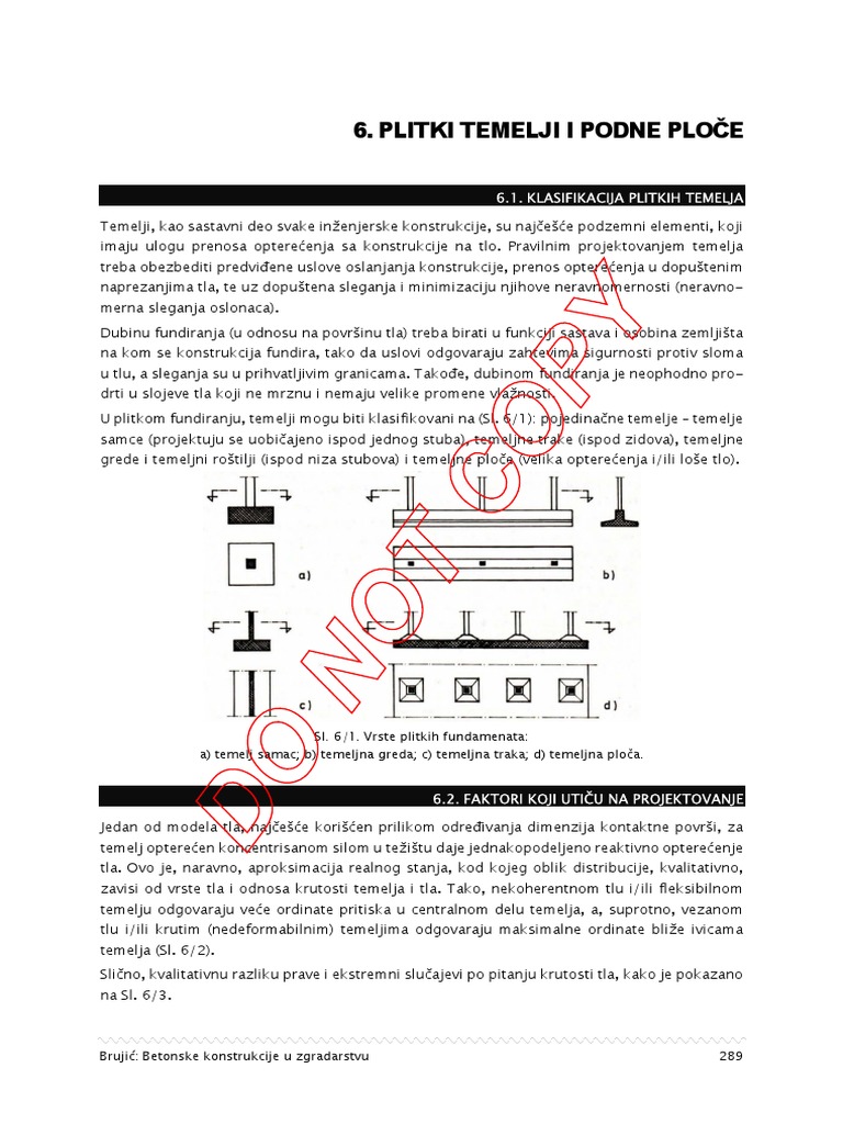 Plitki Temelji I Podne Ploce - Betonske Konstrukcije - Prvi Deo - 6 PDF | PDF