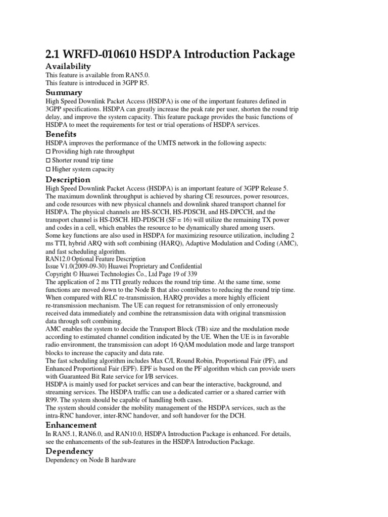 Hsdpa Intro | PDF | High Speed Packet Access | Telecommunications Standards