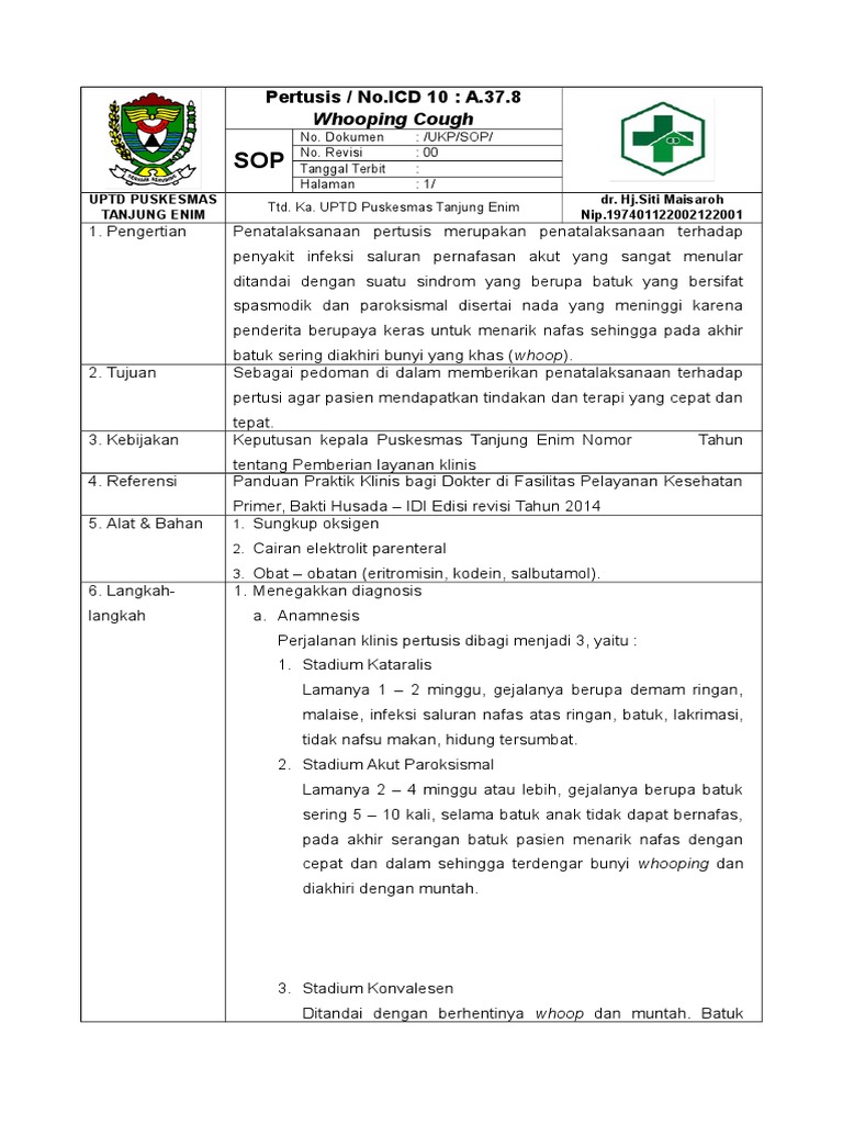 Sop Pertusis | PDF