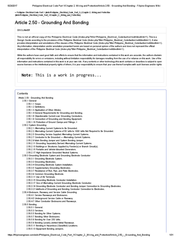 Philippine Electrical Code Part 1 - Chapter 2. Wiring and Protection ...