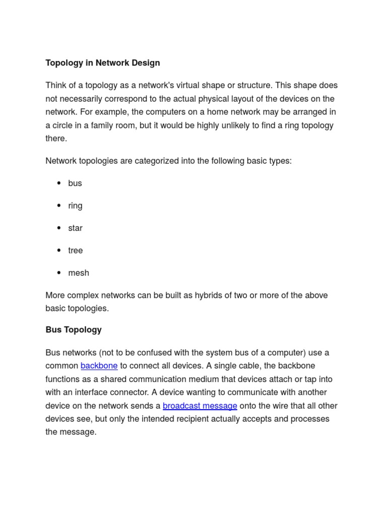 Topology in Network Design: Backbone | PDF | Network Topology ...