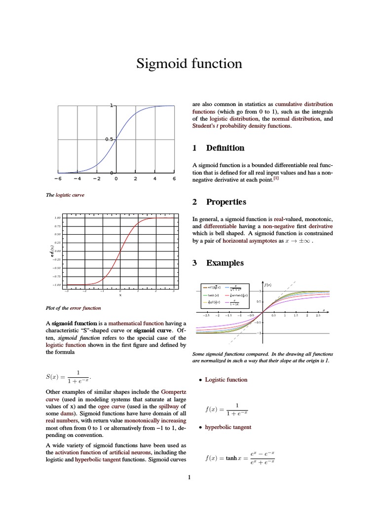 Exploring the Properties and Applications of Sigmoid Functions | PDF ...