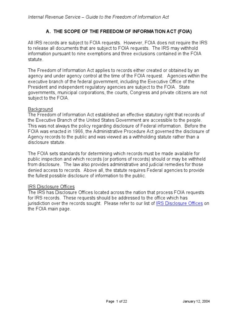 Irs Foia Guide | PDF | Freedom Of Information Act (United States ...