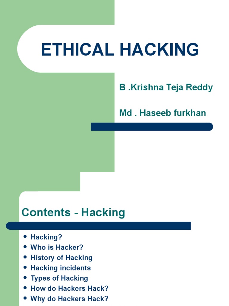 Ethical Hacking Pdf Security Hacker White Hat Computer Security