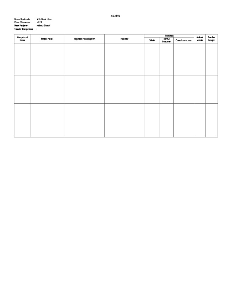 Silabus Nahwu Shorof | PDF
