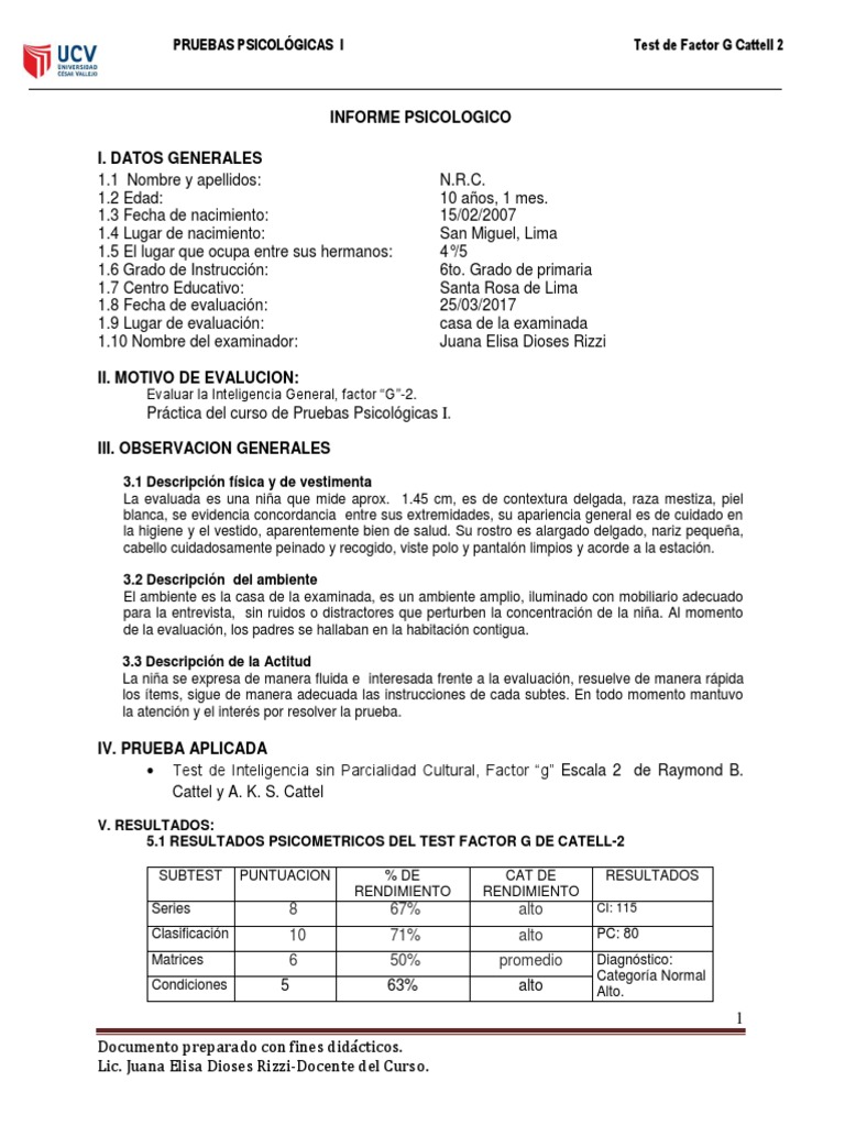 Modelo Informe Cattell-2 | Cociente de inteligencia | Aprendizaje