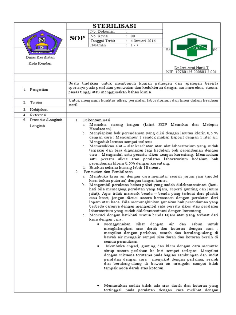 SOP Ruang Sterilisasi | PDF | Griya & Taman | Sains & Matematika