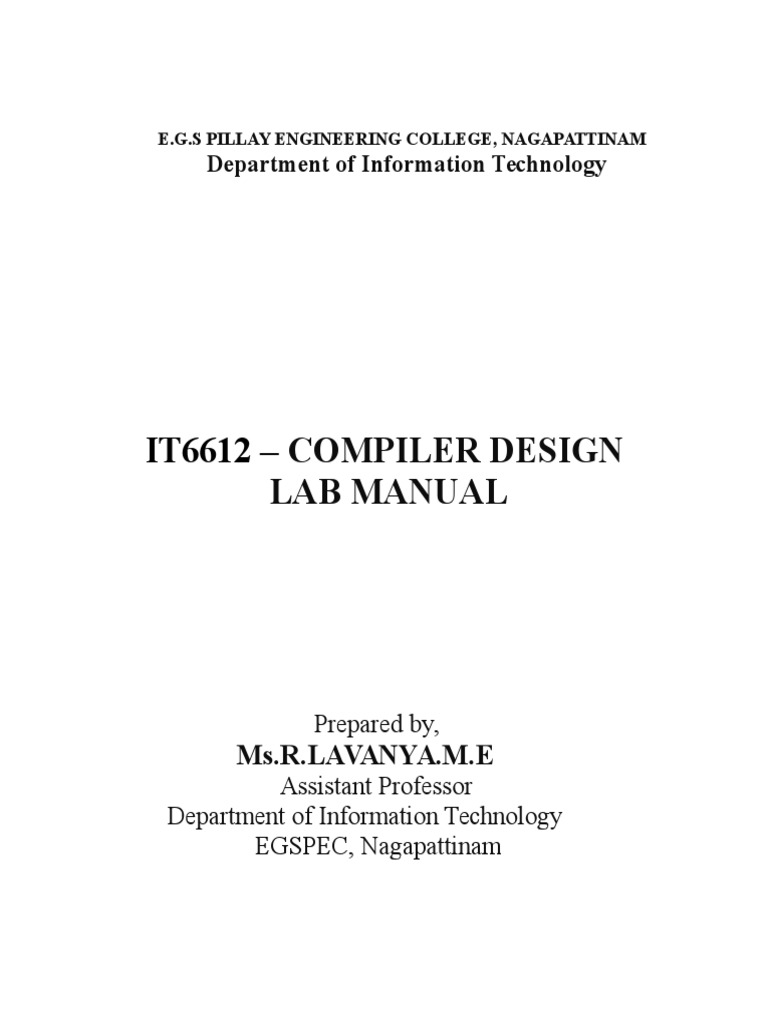 Labmanual Compiler Design | PDF | Compiler | C (Programming Language)