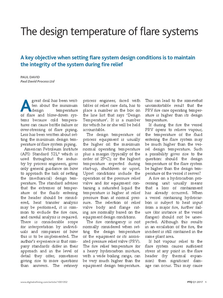 The Design Temperature of Flare Systems | PDF | Heat Transfer | Heat