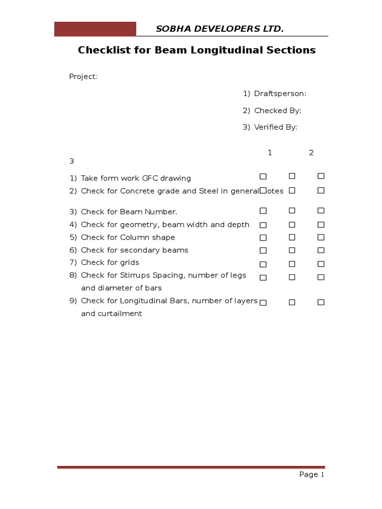 Checklist For Beam LS | PDF