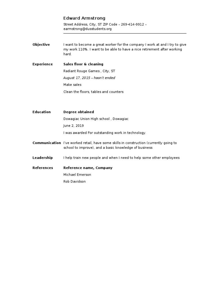 Edward Armstrong's Resume Summary | PDF | Career & Growth