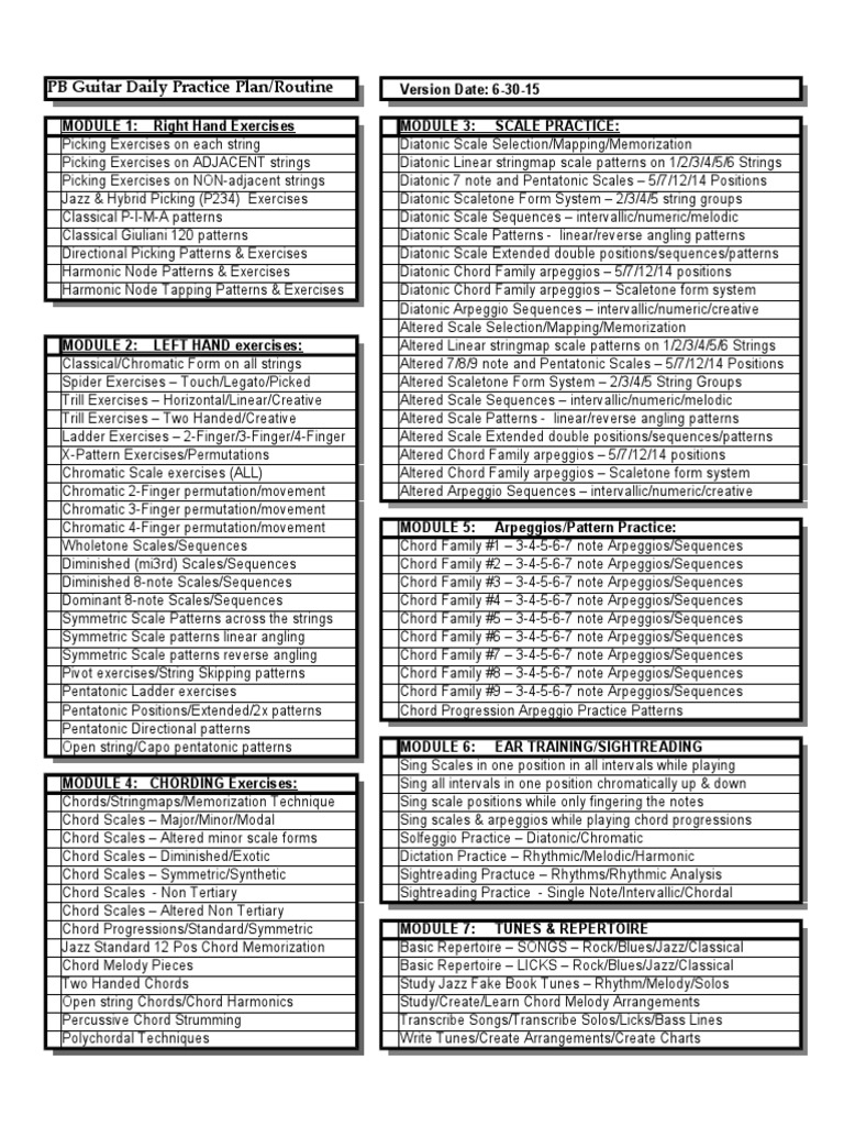 Guitar Daily Practice Routine 6-30-15 | PDF | Chord (Music) | Scale (Music)