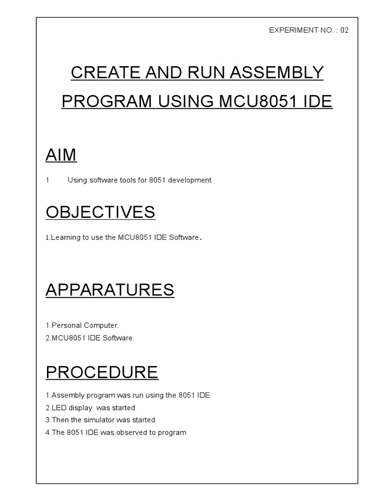 8051 IDE Assembly Programming Guide | PDF | Home & Garden | Technology & Engineering