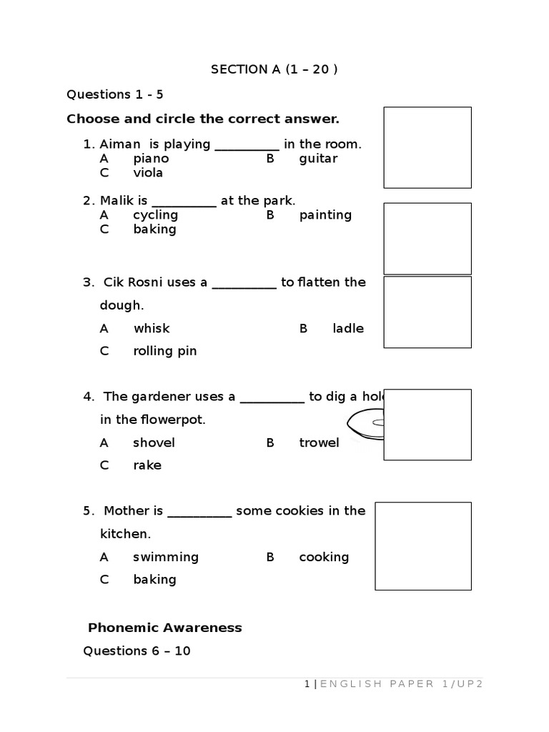 Choose and Circle The Correct Answer.: English Paper 1/up2 | PDF