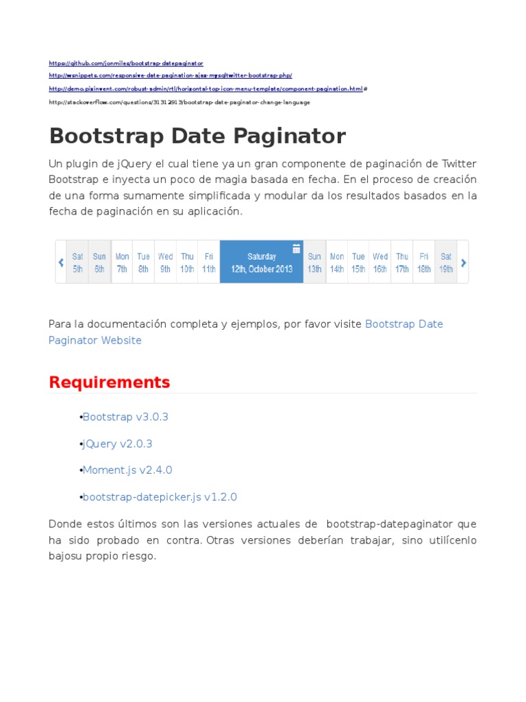 Guía Completa: Bootstrap Date Paginator | PDF | Hojas de estilo en cascada | Desarrollo de software