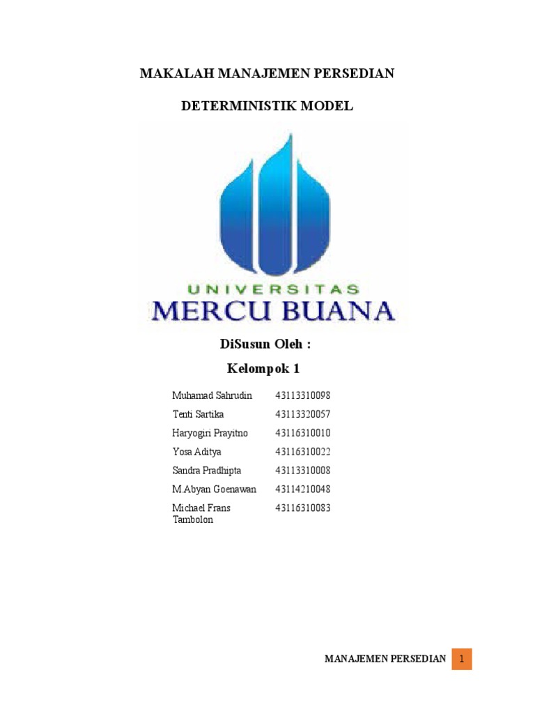 Model Persediaan Deterministik EOQ | PDF