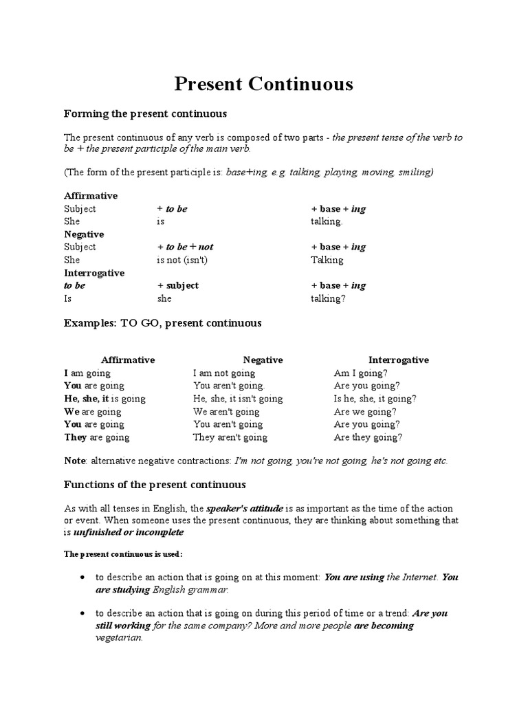 Present Continuous | PDF | Perception | Grammatical Tense