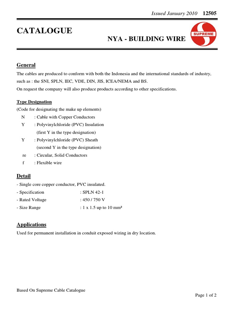 Supreme Cable Catalogue Overview | PDF