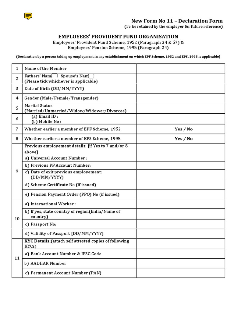 PDF] EPF Return Form 11 (Self Declaration Form) PDF Panot, 47% OFF