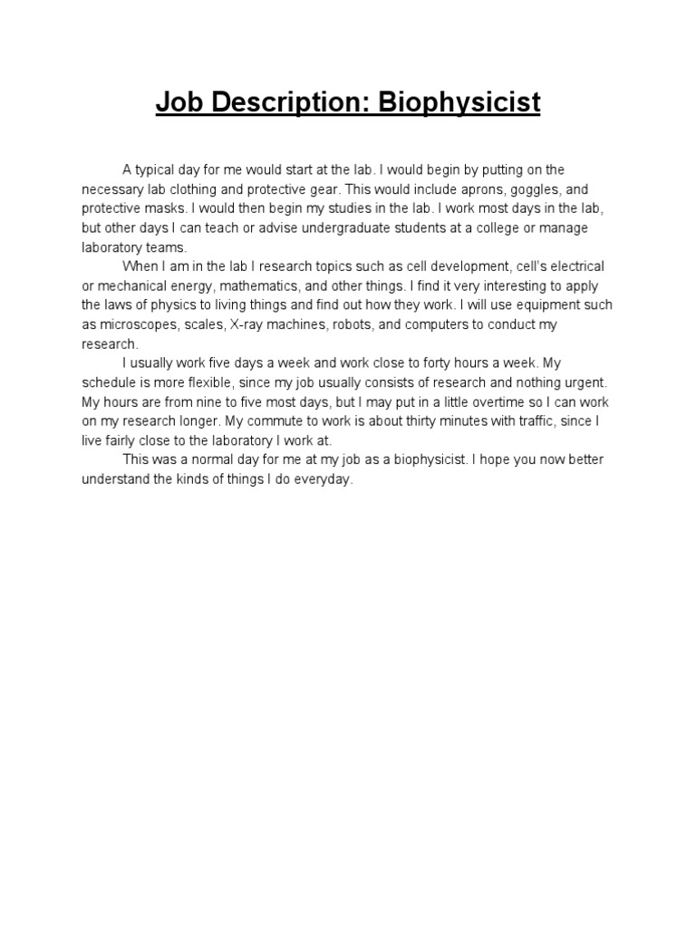 Job Description: Biophysicist | PDF