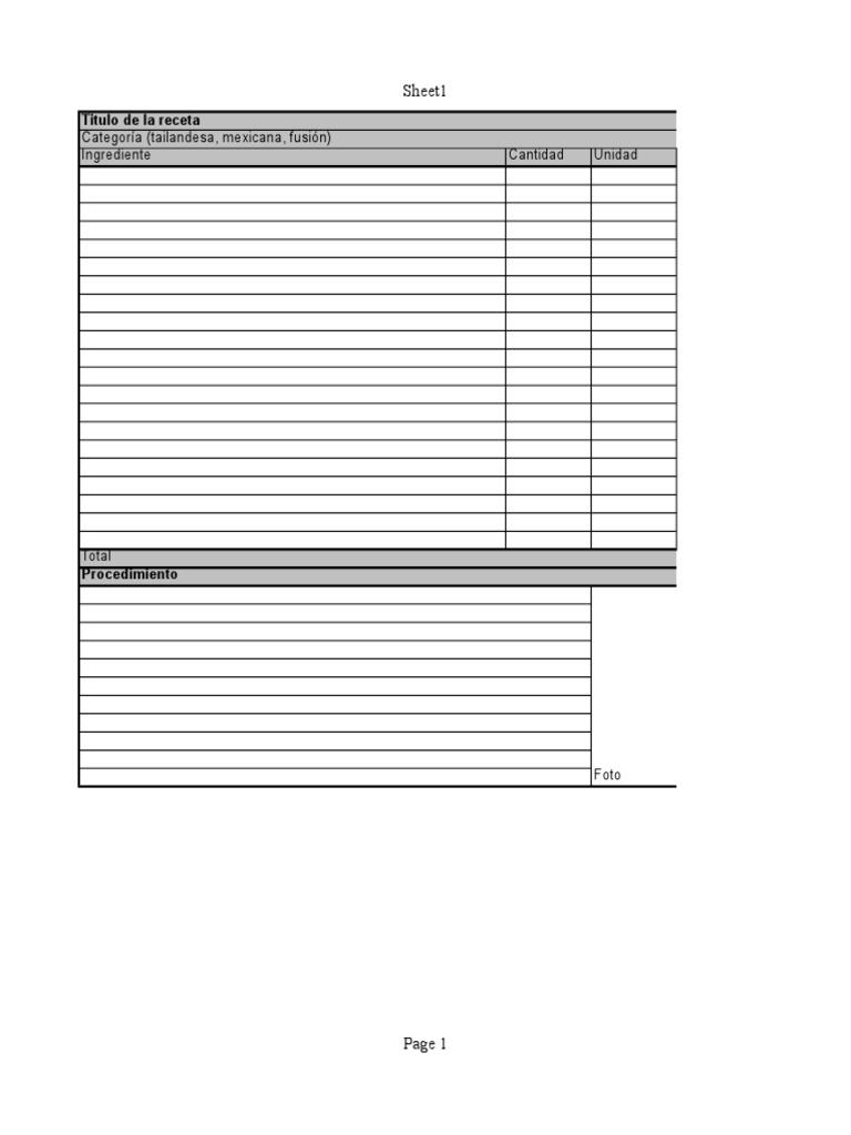 Formato Costeo Examen 2° | PDF | Cocina | Alimentos