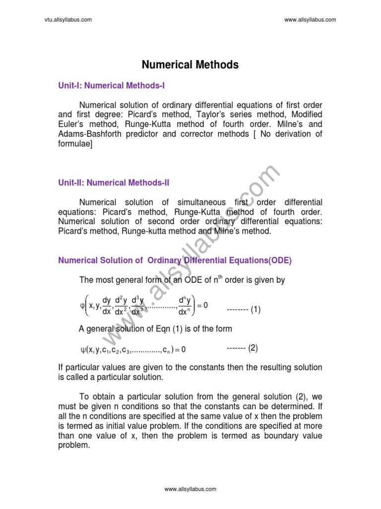 Unit 1 | PDF | Ordinary Differential Equation | Numerical Analysis