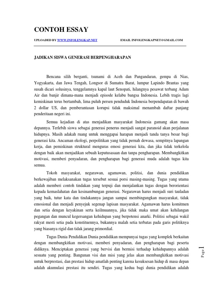 Contoh Esai Tentang Pendidikan | PDF