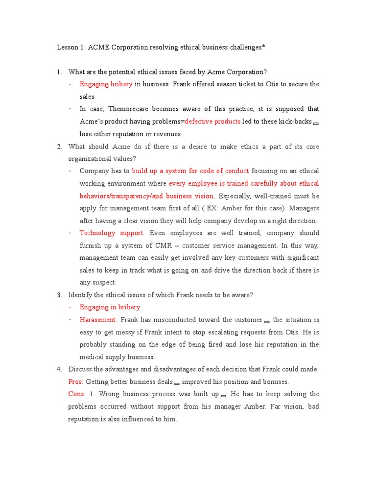 Chapter 1 Case Study | PDF | Bribery | Social Institutions