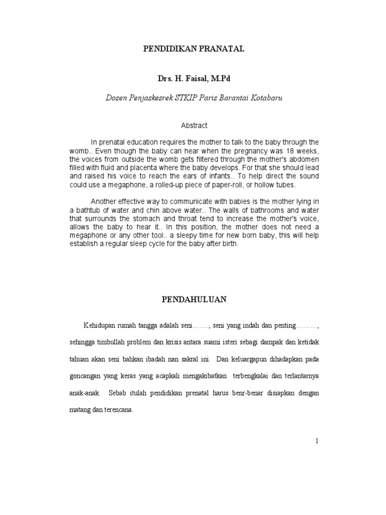 Pendidikan Pranatal PDF | PDF | Pengembangan Diri | Kesehatan Holistik