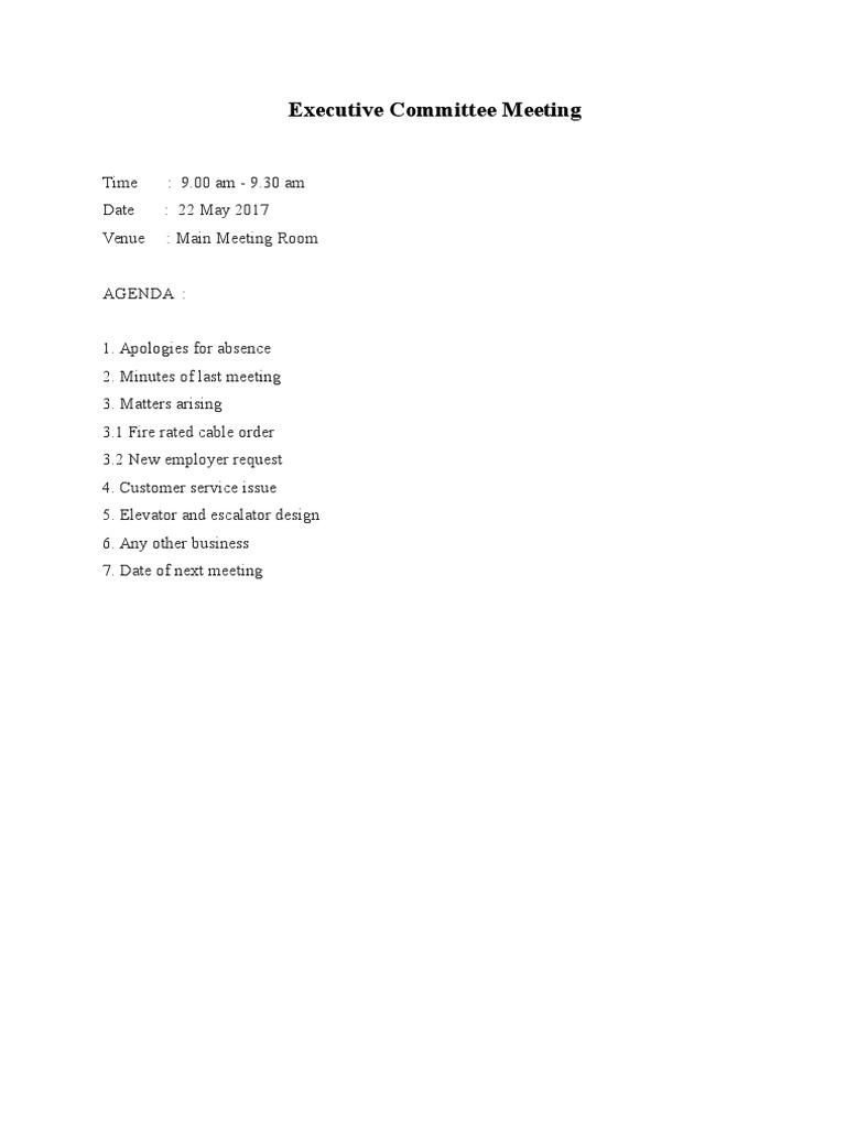 Executive Committee Meeting | PDF | Elevator | Business