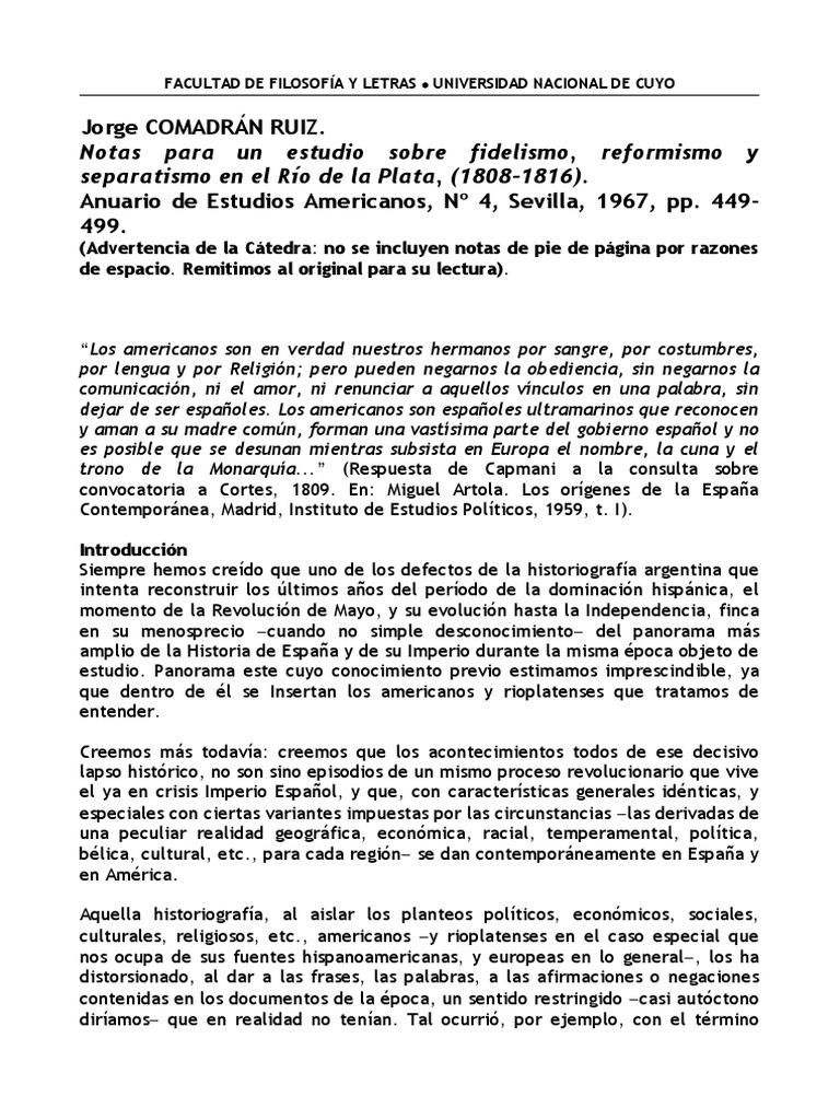 Comadrán Ruiz - Notas para Un Estudio Sobre Fidelismo | PDF | Imperio ...