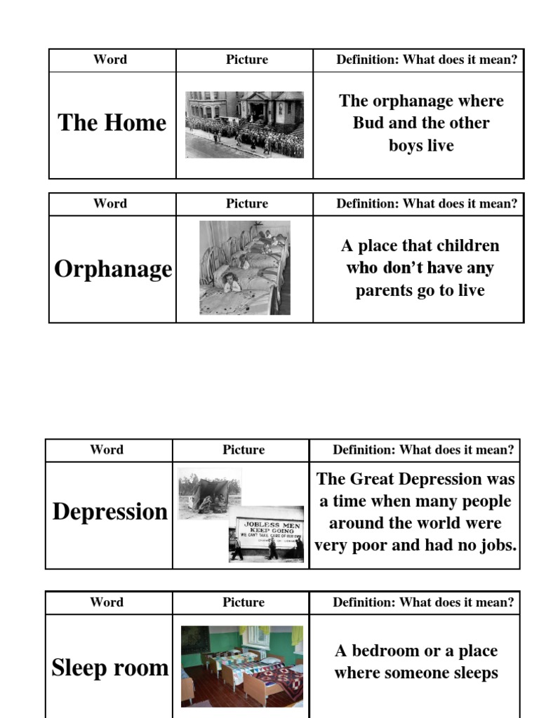 Bud Not Buddy Vocabulary Guide | PDF