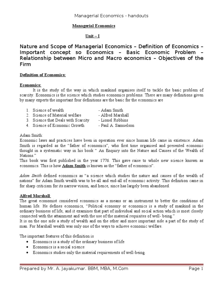 Managerial Economics Handouts | PDF | Utility | Economics