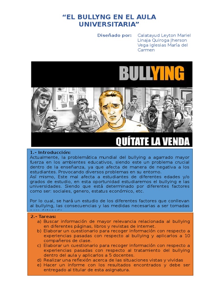 Webquest Grupal Bullying | PDF | Información | Cuestionario