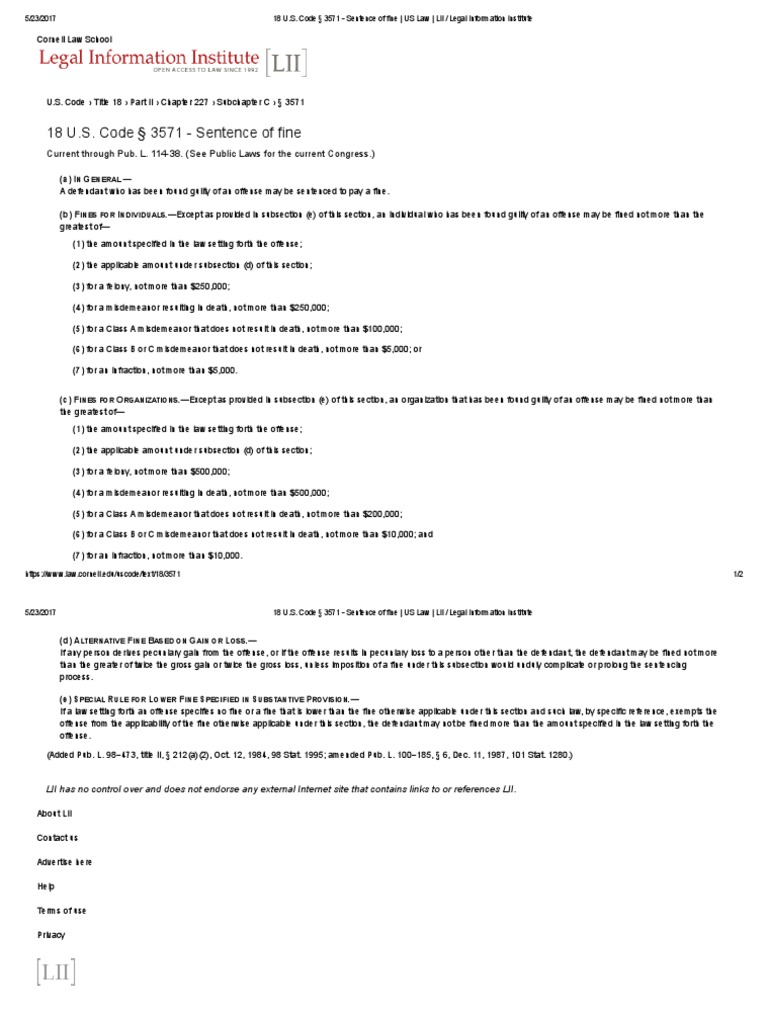 Title 18: Sentencing Fines Overview | PDF | Misdemeanor | United States ...